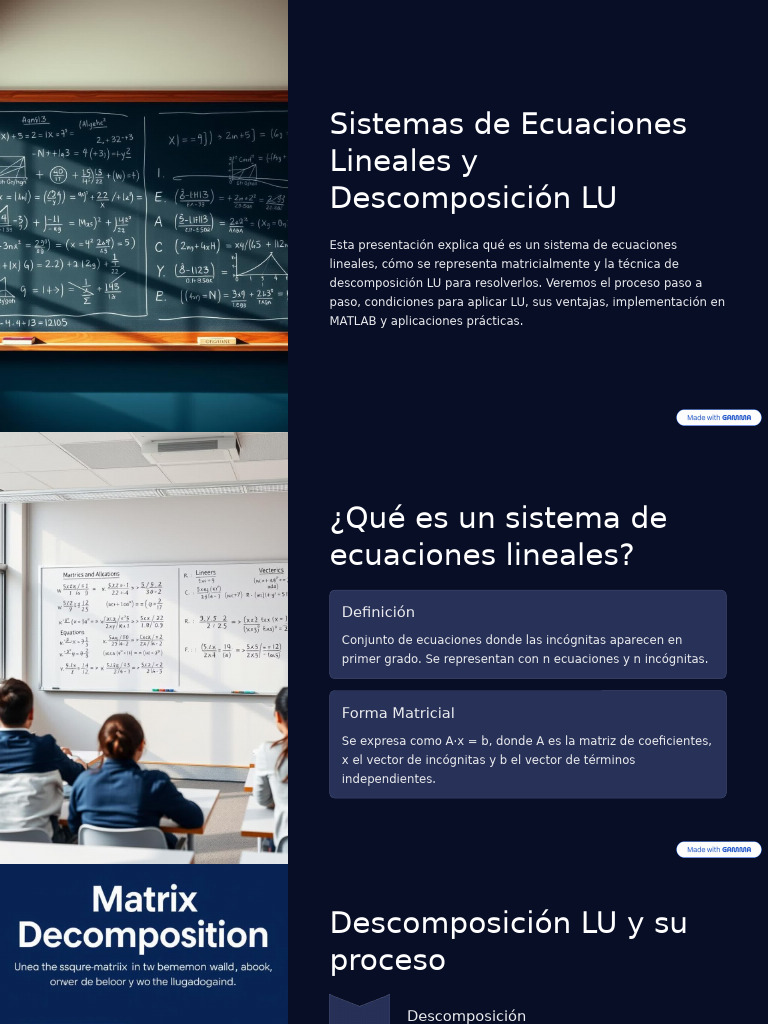 Sistemas de Ecuaciones Lineales y Descomposicion LU | PDF