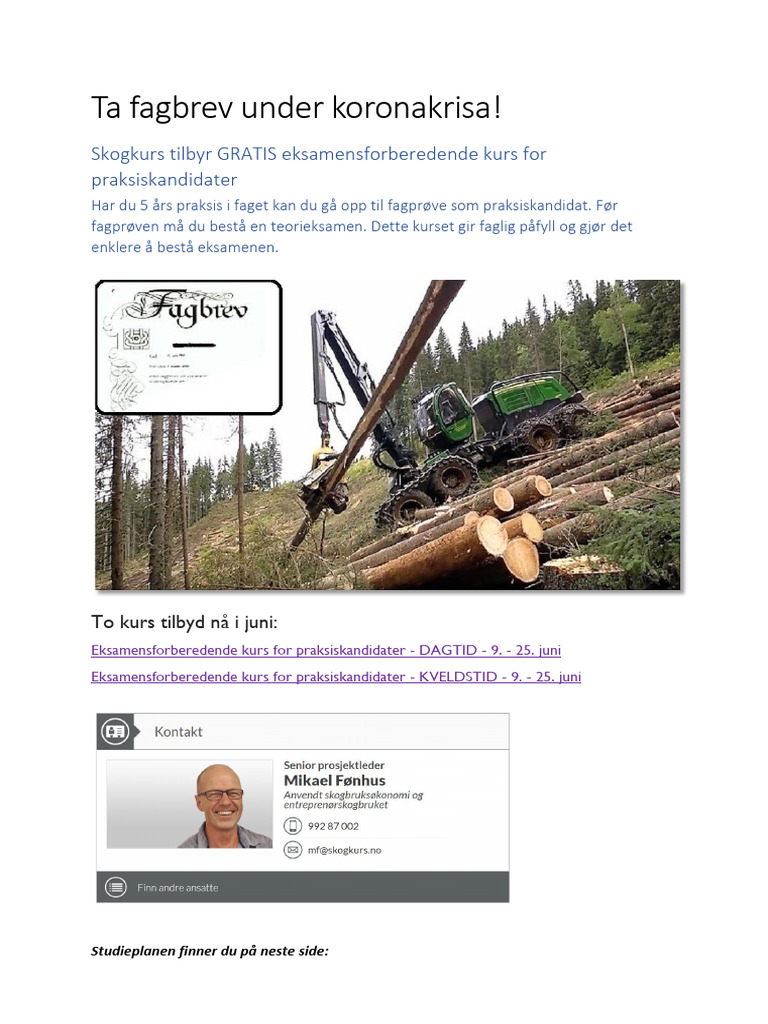 Gratis Fagbrev Under Koronakrisa | PDF