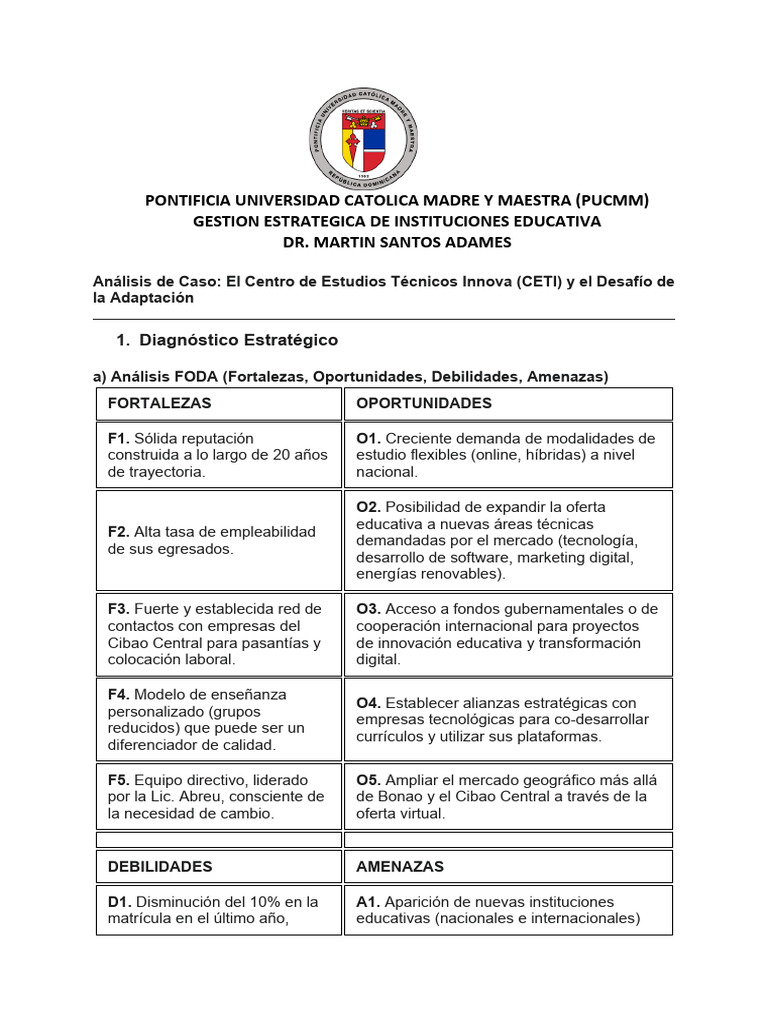 Analisis Foda Tarea DR Santos Adames | PDF | Aprendizaje | Business