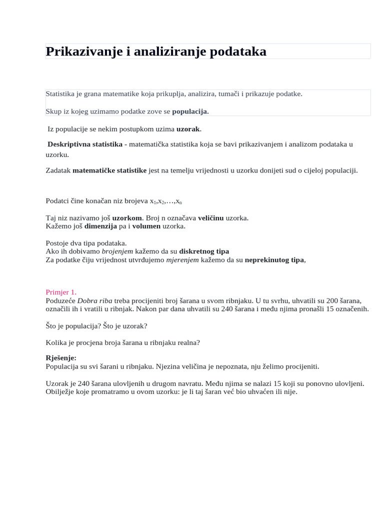 Prikazivanje I Analiziranje Podataka | PDF