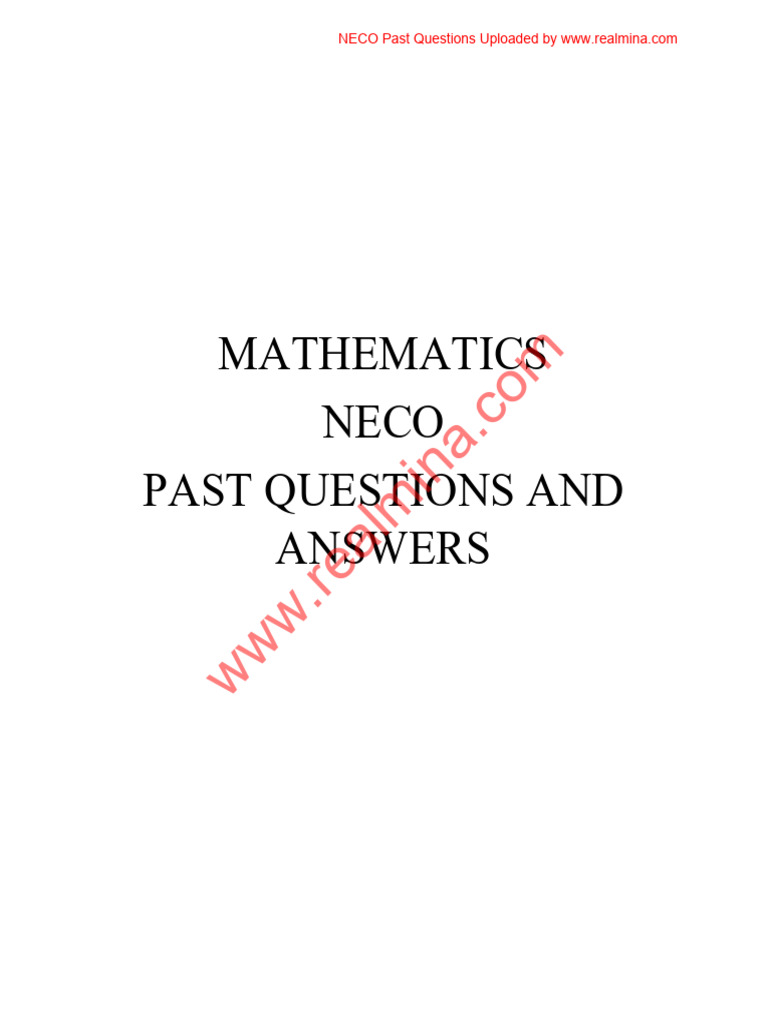 Neco Mathematics Past Questions | PDF | Area | Geometry