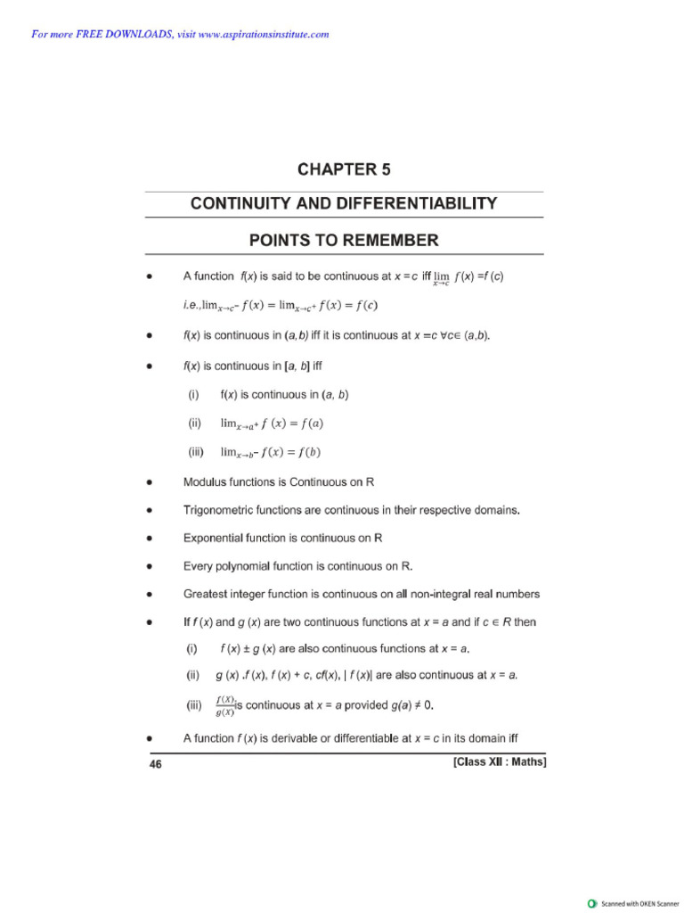 Continuity and Differentiation | PDF