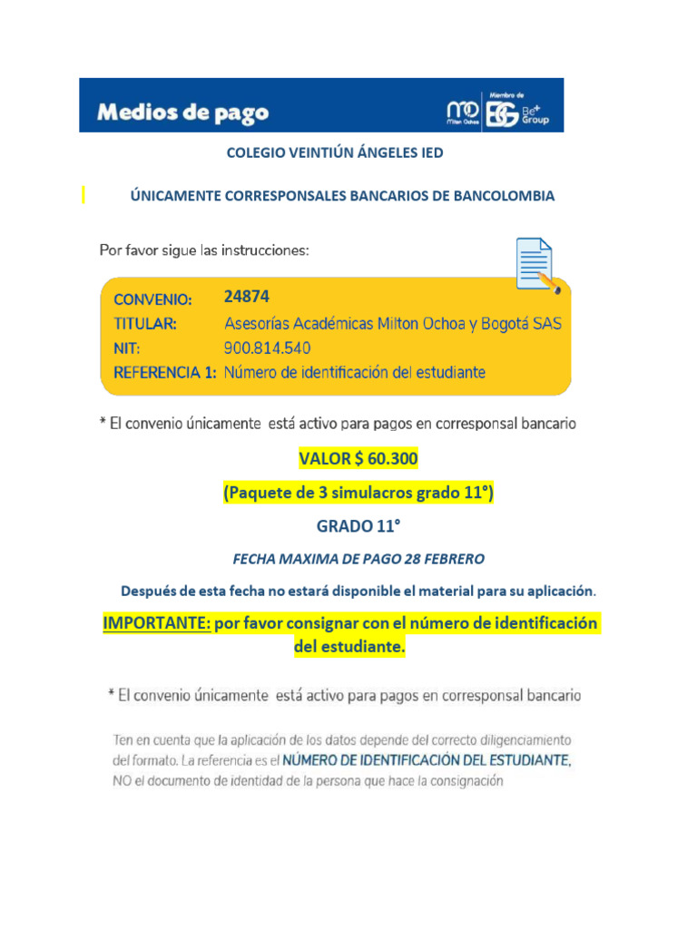 Circular Colegio Veintiún Angeles Grado 11° | PDF