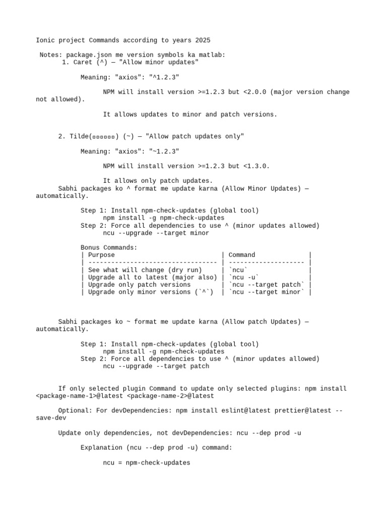 Ionic Angular Commands According Years 2025 | PDF | Software ...