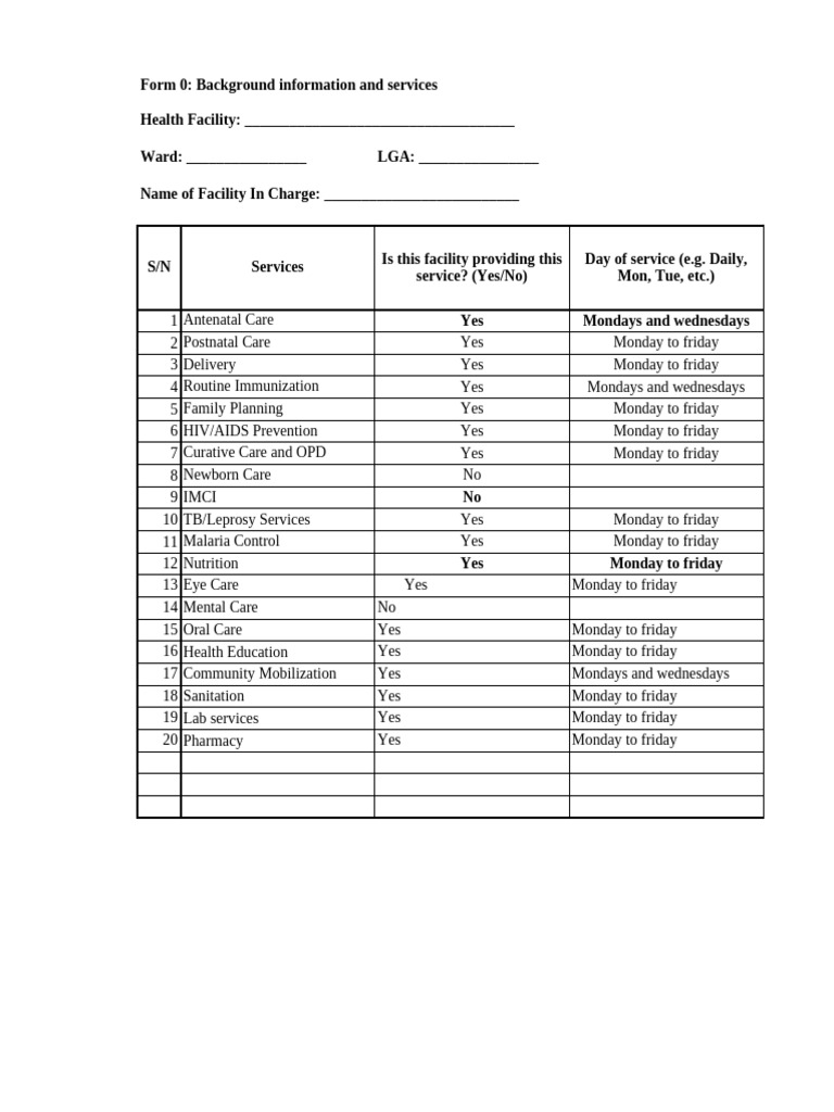 Health Facility PHC REW Micro Plan Template - 2024 - 104451 | PDF ...