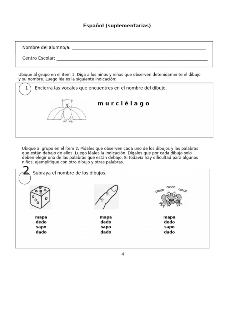 Pruebas Subjetivas Español y Matematicas | PDF
