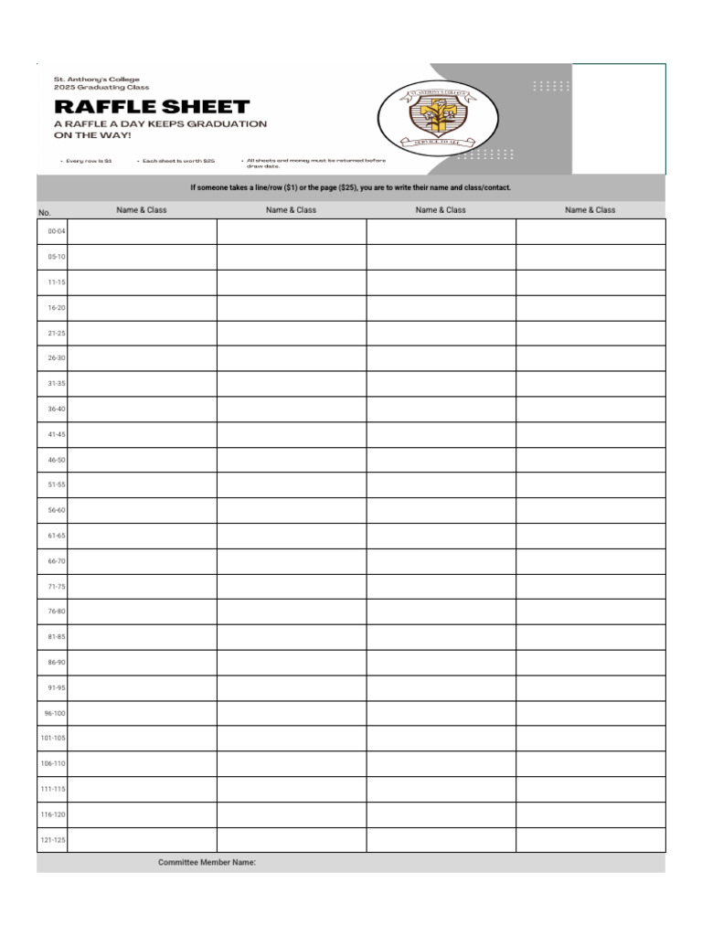 SAC Graduation Raffle Sheet | PDF