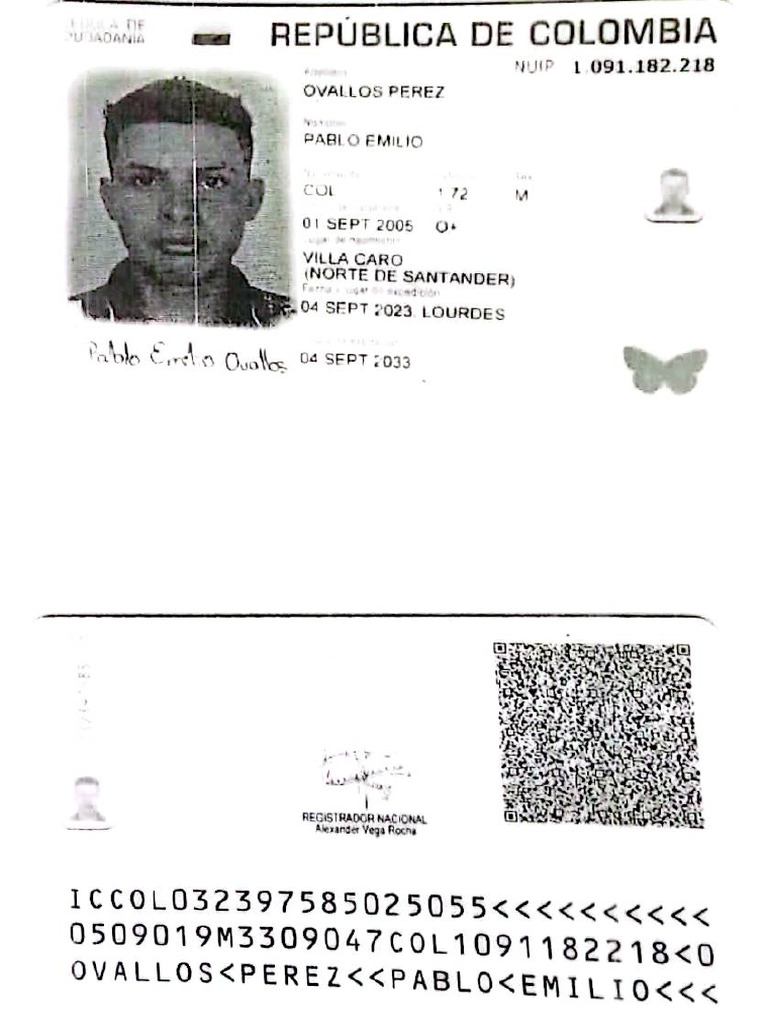 Cédula Pablo Ovallos | PDF