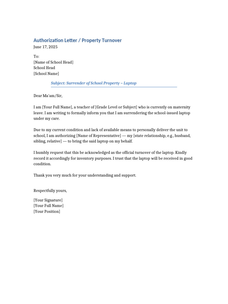 Laptop Turnover Letter | PDF