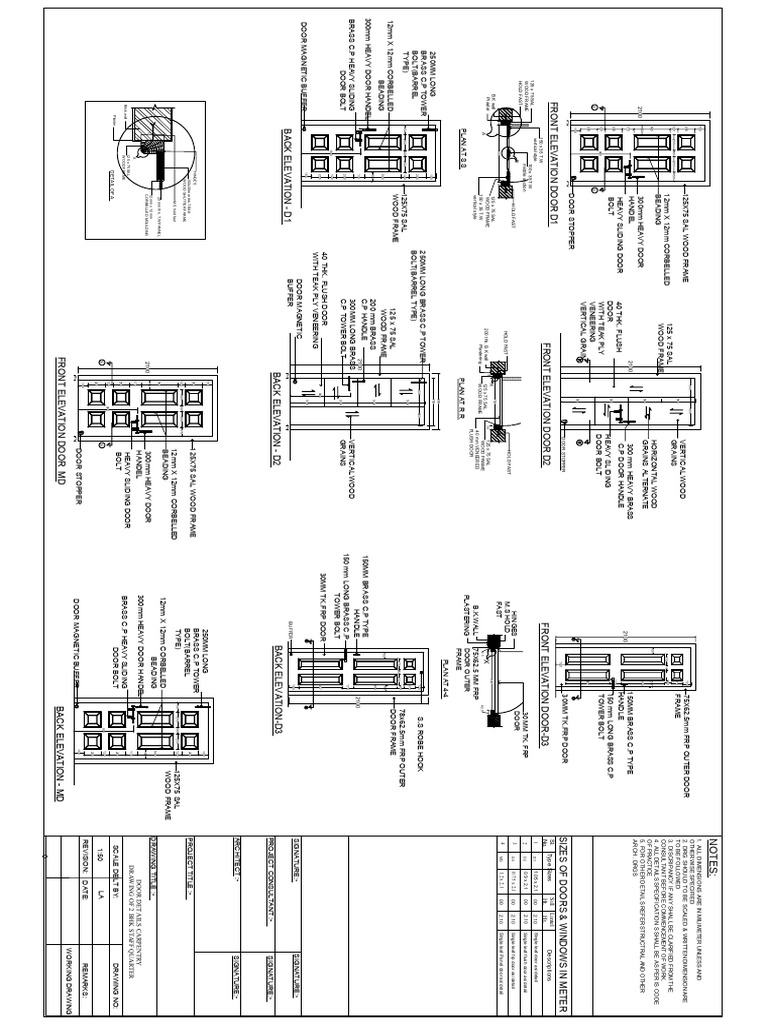 Door Elevation and Details Plan | PDF | Door | Framing (Construction)