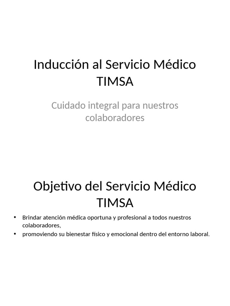 Servicio Médico TIMSA: Atención Integral | PDF