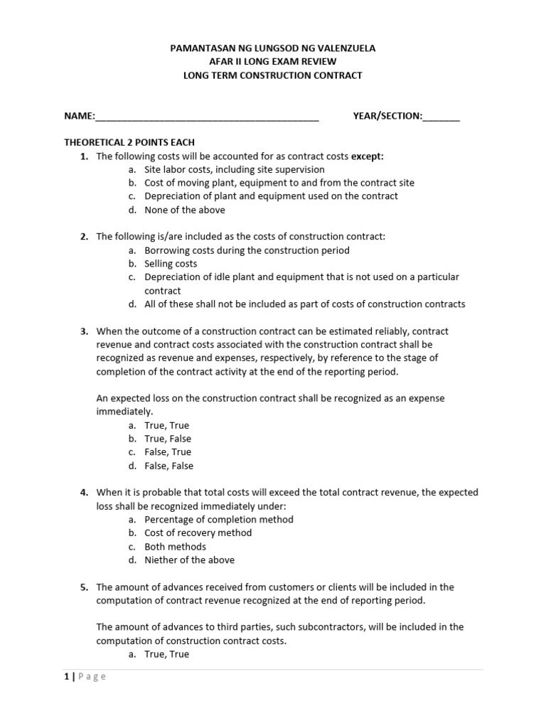 Long Term Construction Contract 2025 Afar | PDF | Business | Financial Accounting