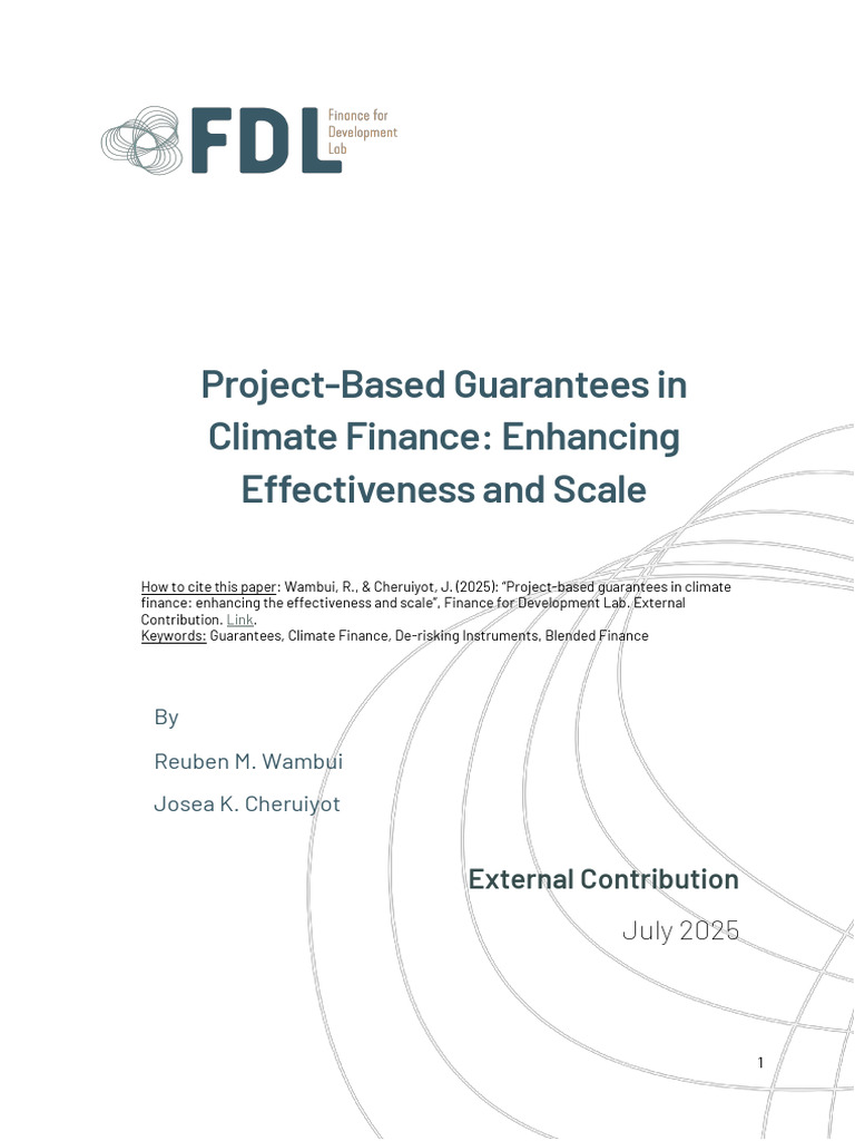 Project-Based Guarantees in Climate Finance | PDF | Climate Change ...