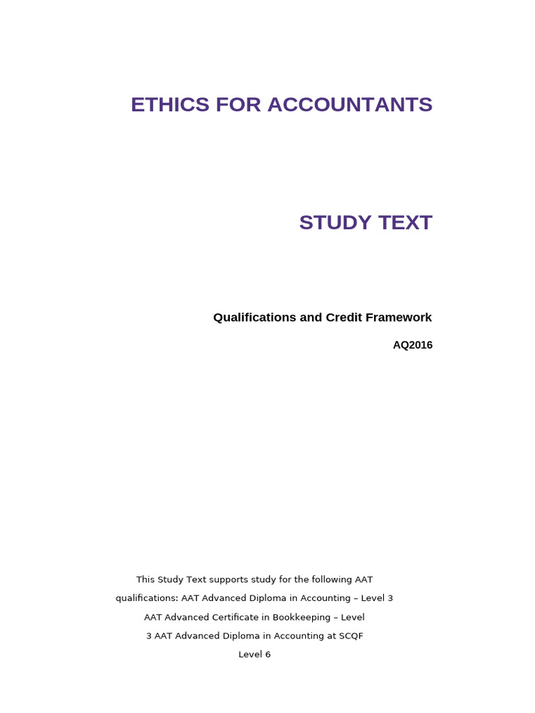 Look Inside Study Text Aat Ethics For Accountants | PDF | Business ...