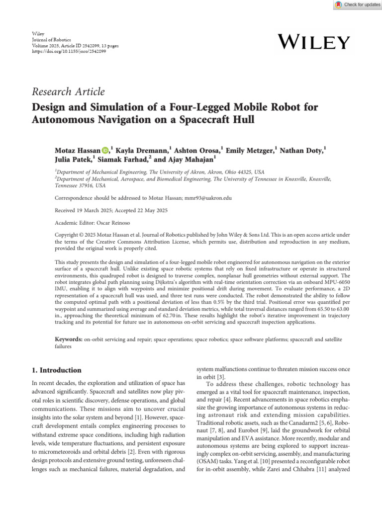 Journal of Robotics - 2025 - Hassan - Design and Simulation of A Four ...