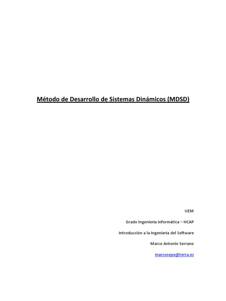 Metodo de Desarrollo de Sistemas Dinamicos MDSD | PDF | Proceso de desarrollo de software | Software