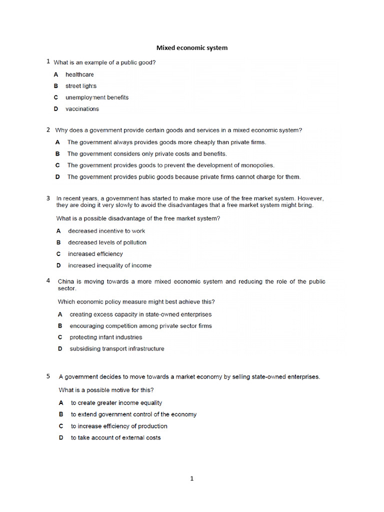 2.11 Mixed Economic System | PDF