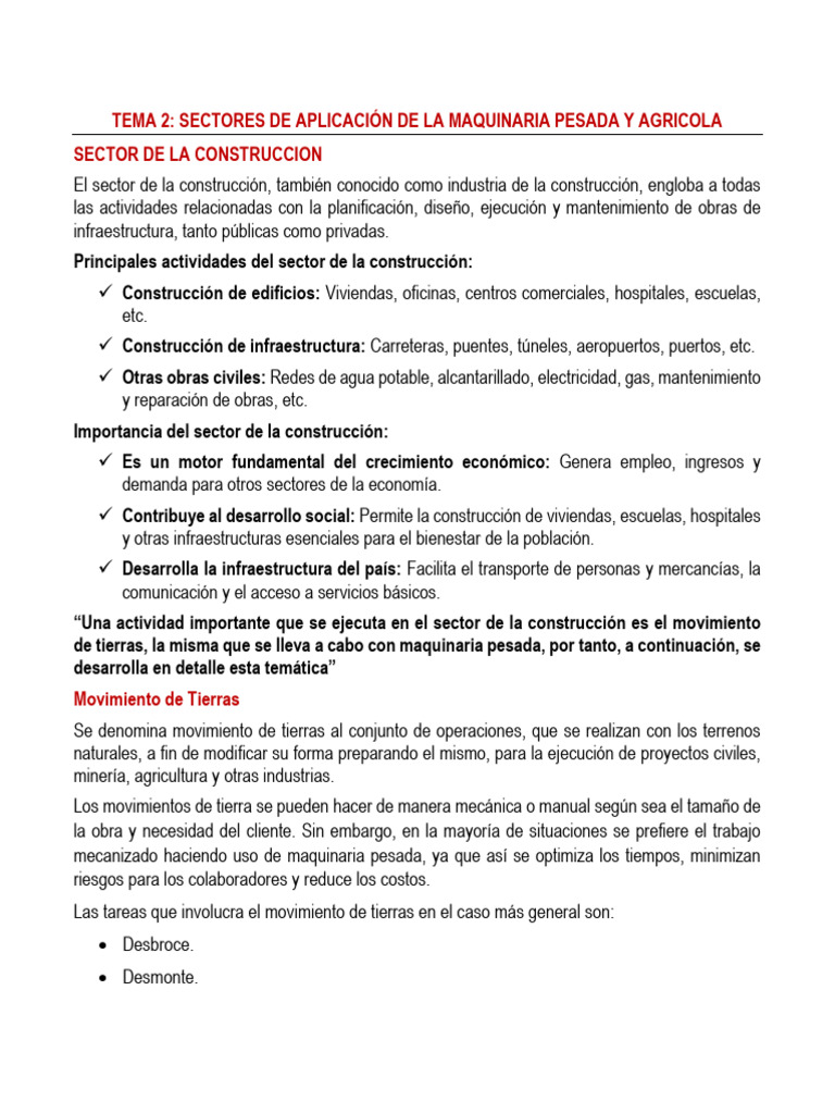 Tema 2 Sectores de Aplicacion Maq Pesada | PDF | Minería | Agricultura