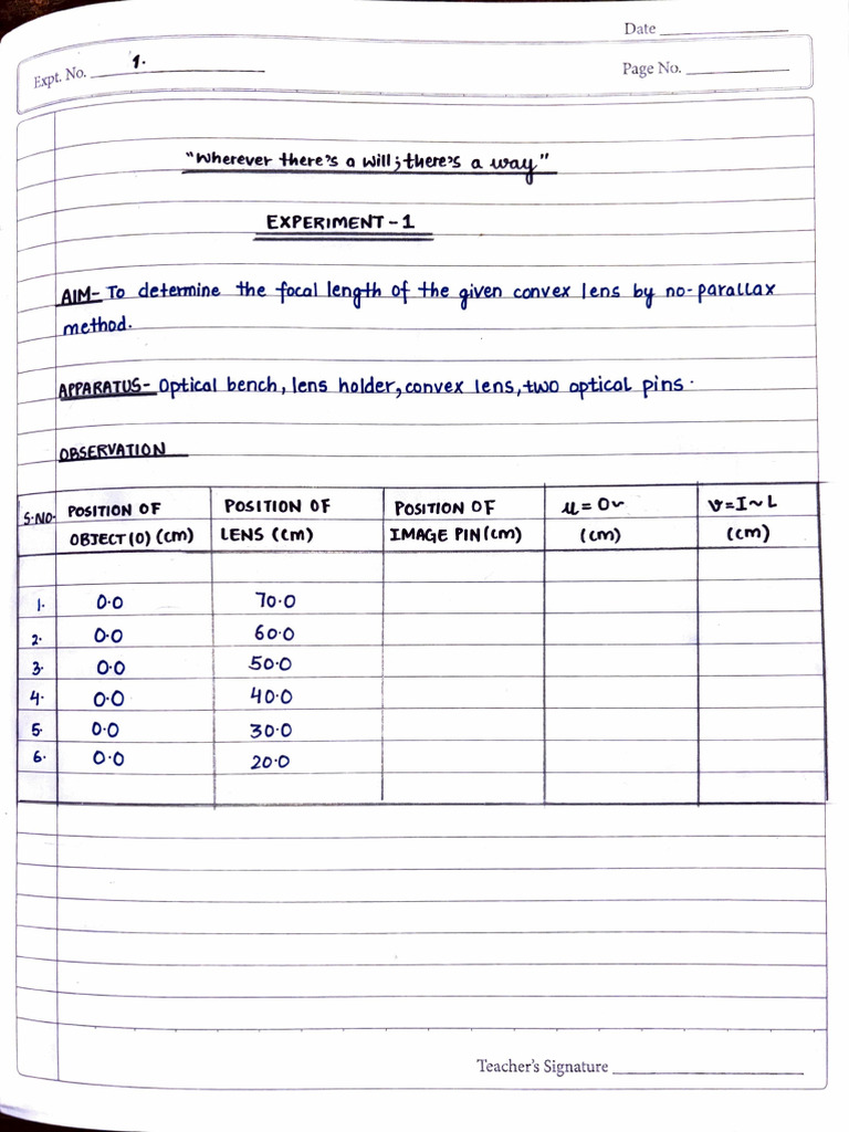 Lens Focal Length Experiment Report | PDF