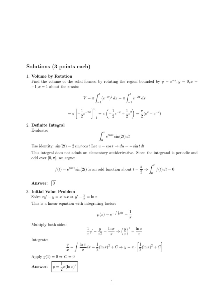 Version 4 With Official Solutions | PDF | Integral | Mathematical Relations