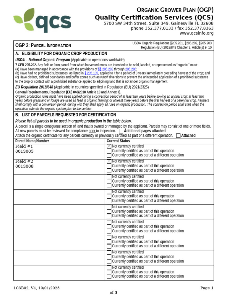 1C3B02 OGP02 Parcel Information 231001F | PDF | Agriculture | Food Industry
