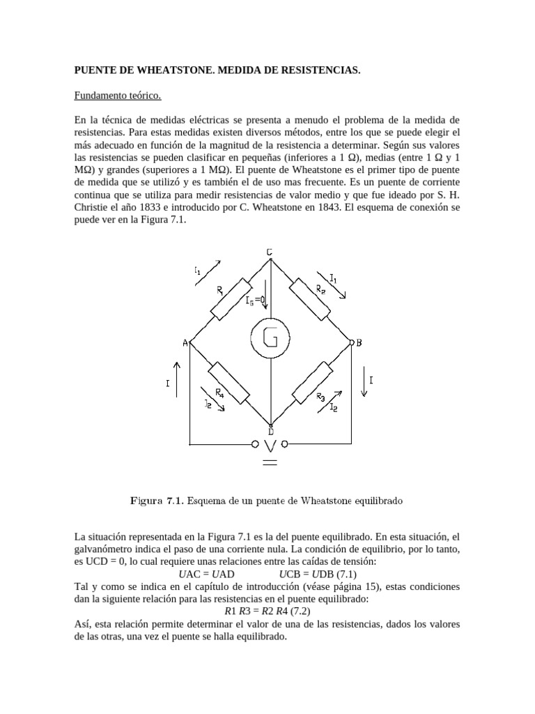 Puente De Wheatstone Pdf Resistencia Eléctrica Y Conductancia