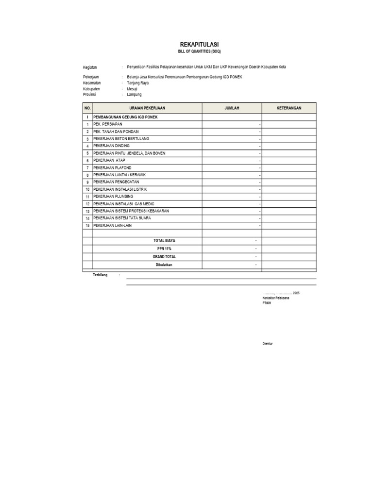 Boq Gedung Igd Ponekrev1 | PDF
