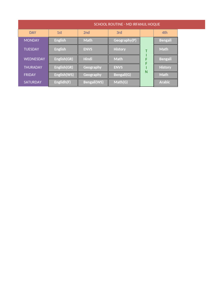 School Routine | PDF