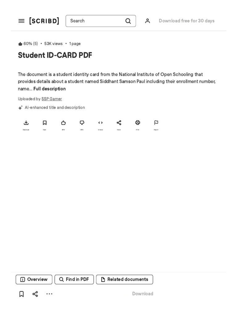 Student ID Card Download PDF | PDF | Scribd | Identity Document