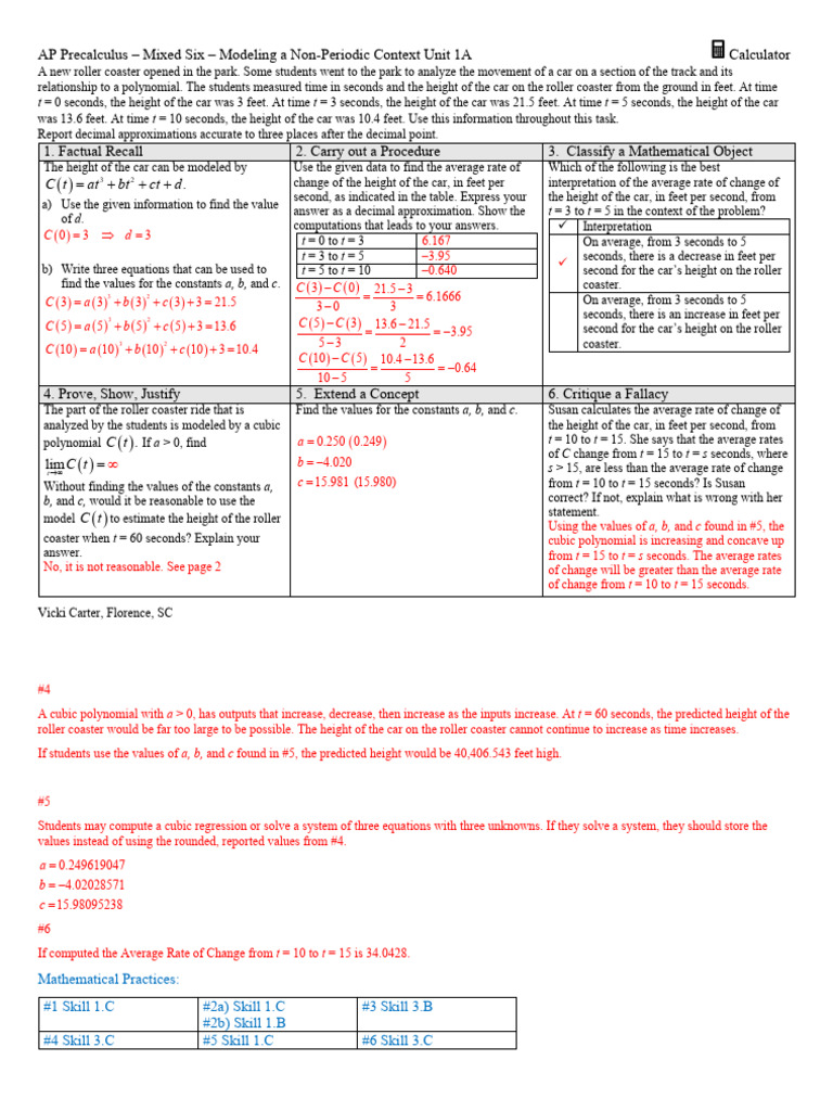 Modeling A Non-Periodic Context Unit 1A KEY | PDF | Approximation ...