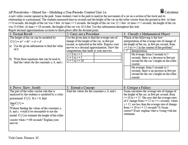 Modeling A Non-Periodic Context Unit 1A | PDF | Approximation | Average