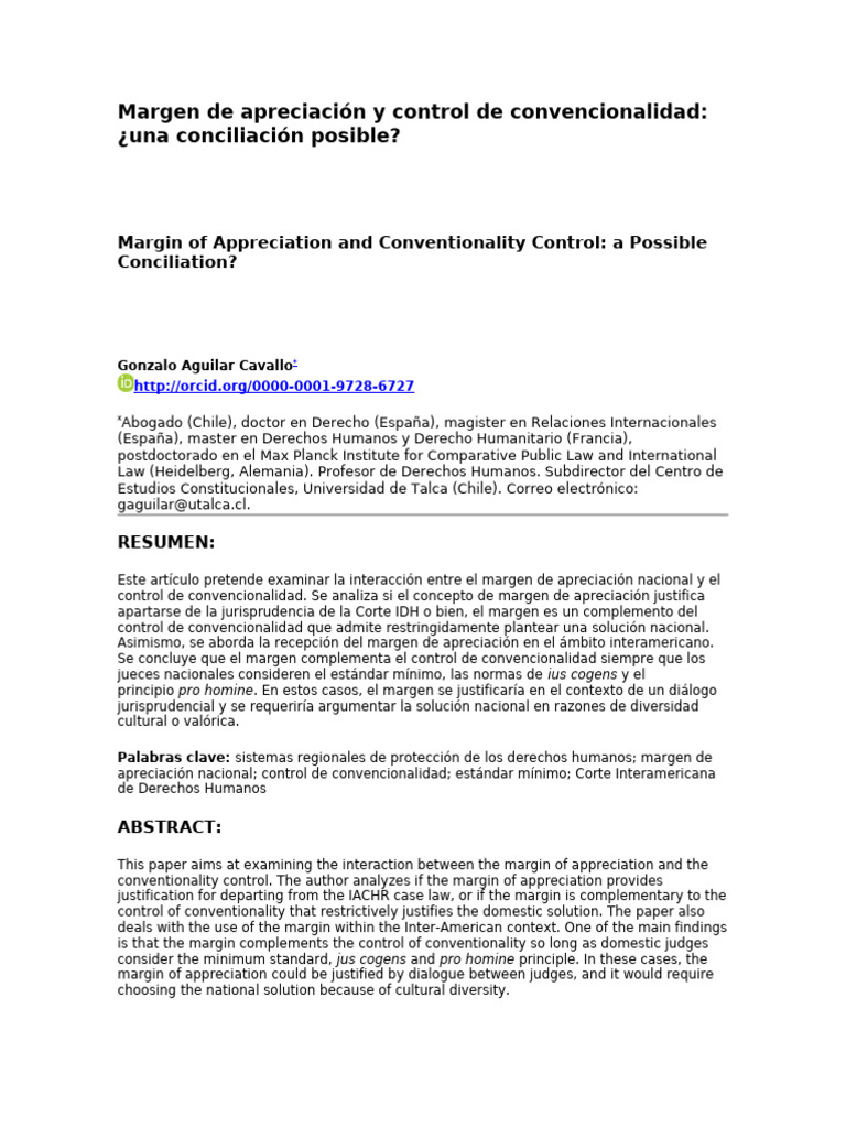 Margen de Apreciación y Control de Convencionalidad | PDF | Derechos ...