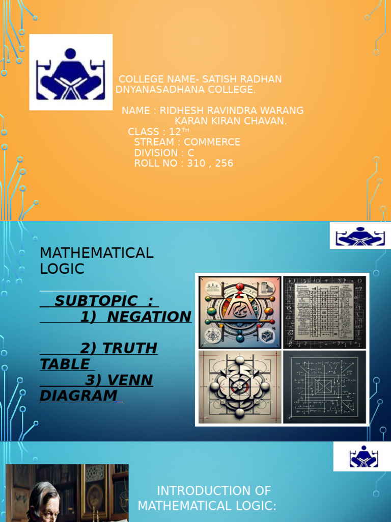 Mathematical Logic Presentation | PDF | Logic | Mathematical Logic