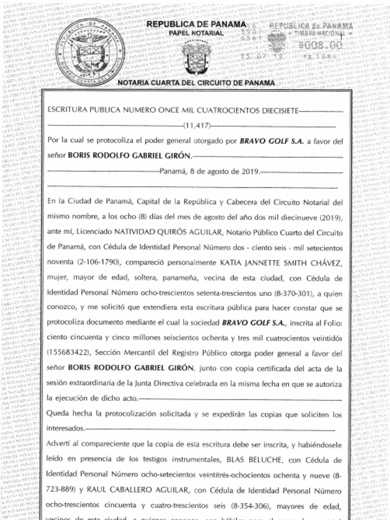 BRAVO GOLF S.A. - Poder Boris Gabriel Giron | PDF
