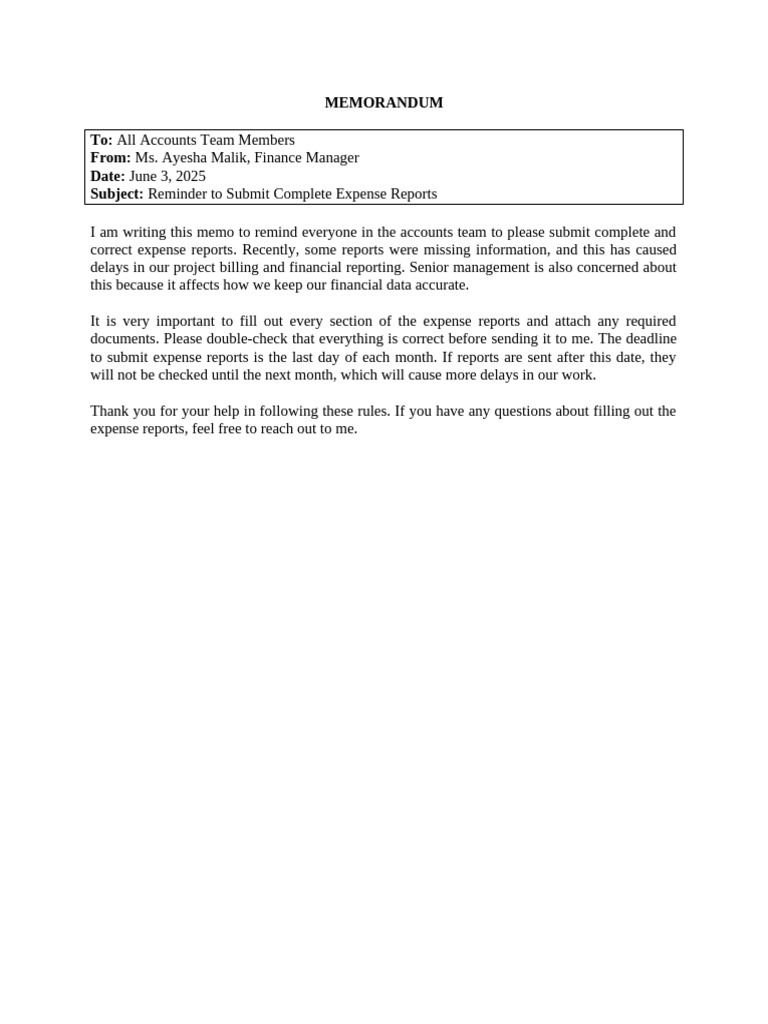 Expense Report Submission Reminder | PDF