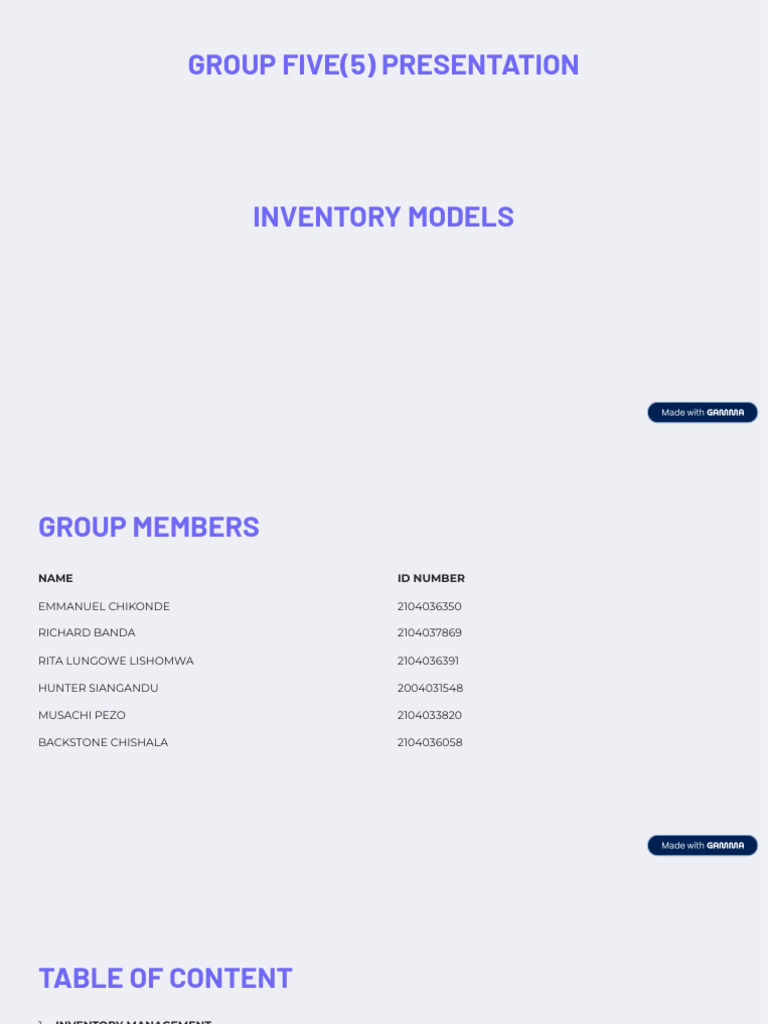 Group Five5 Presentation | PDF | Inventory | Economies