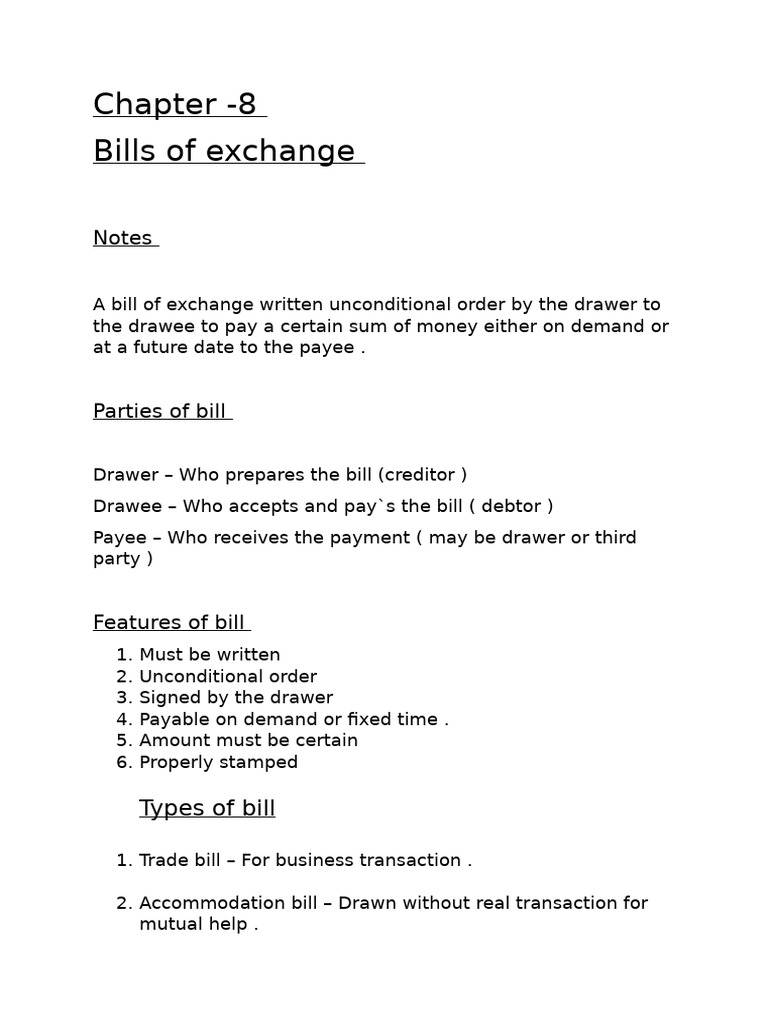 Understanding Bills of Exchange Basics | PDF