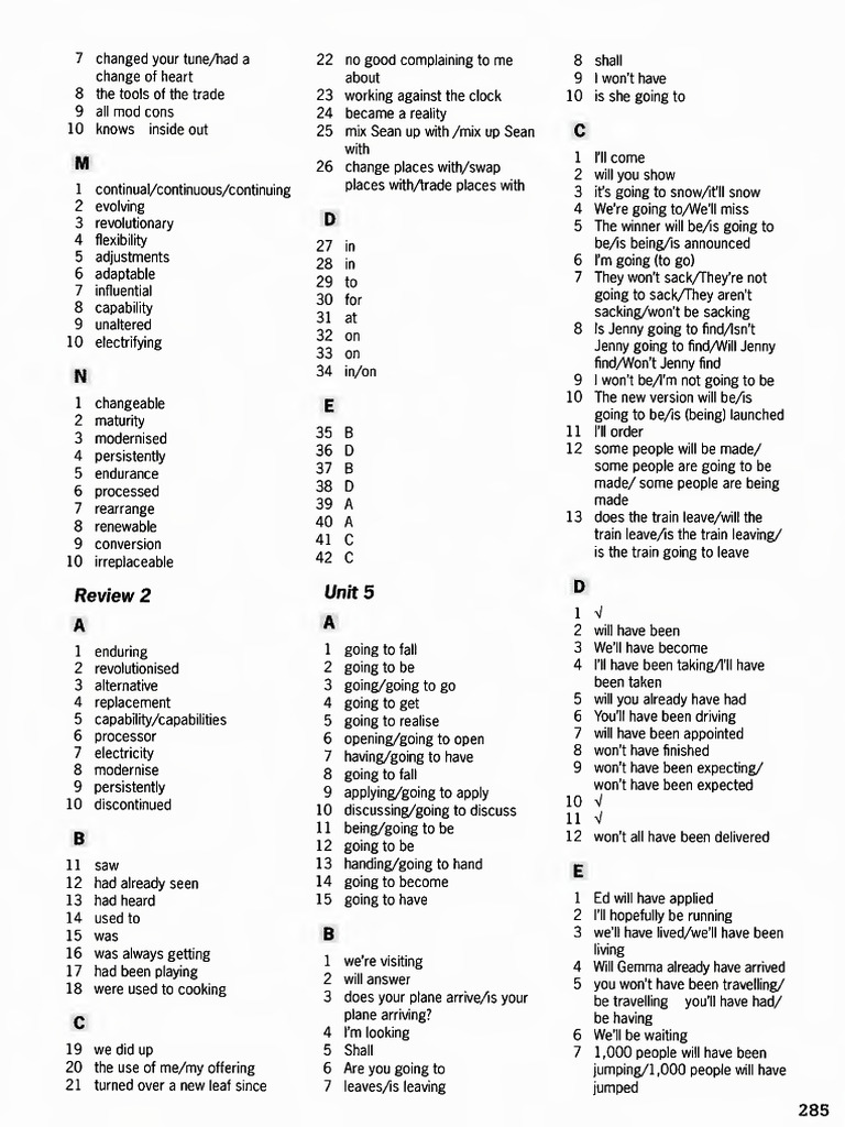 Future Tenses Key | PDF