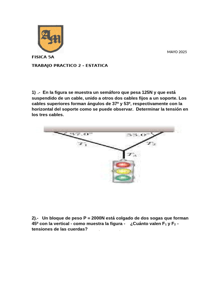 Am 5a - 2025 - Ejercicios Estatica - TP2 | PDF