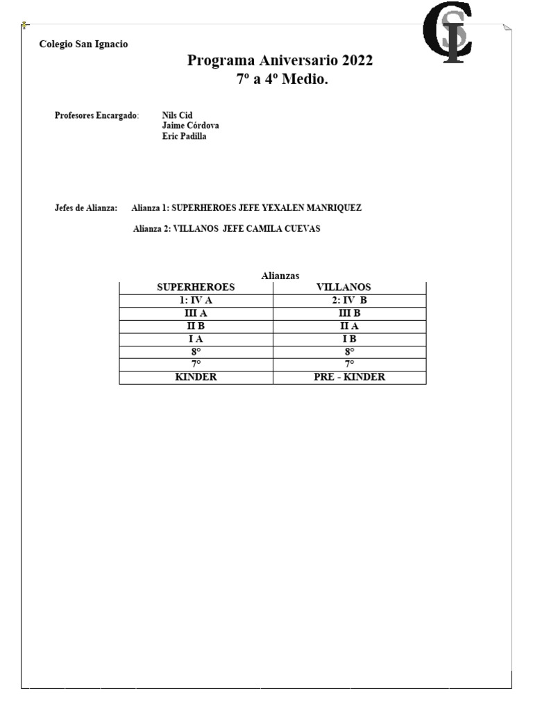 Programa Aniversario | PDF