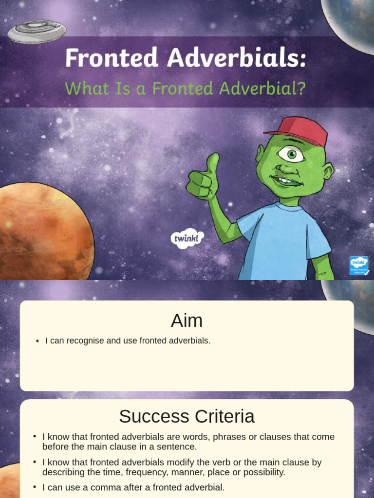 Fronted Adverbials Power-Point | PDF | Adverb | Grammar