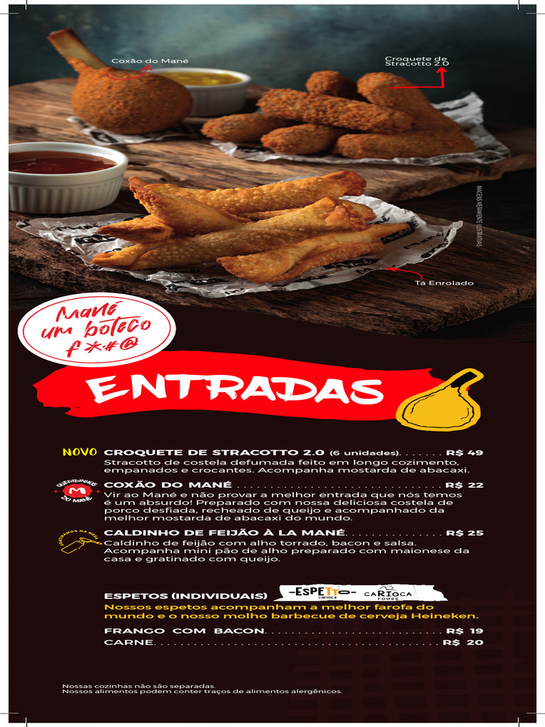 Menu Variado do Mané: Delícias e Preços | PDF | Banana | Alimentos