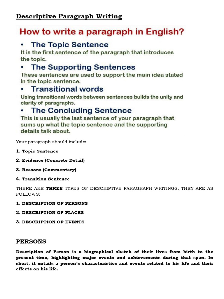 Grade9 - Descriptive Paragraph Writing | PDF