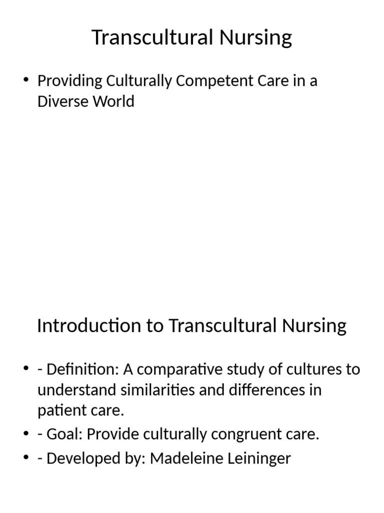 Transcultural Nursing Presentation With Images | PDF | Nursing | Health ...