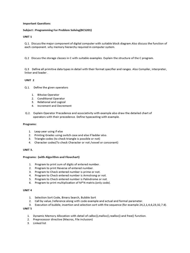 Important Questions 1 | PDF