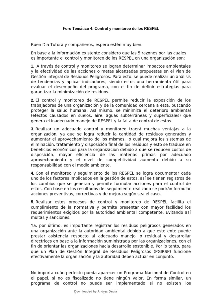 Foro Control y Monitoreo Respel | PDF | Residuos | Gestión de residuos