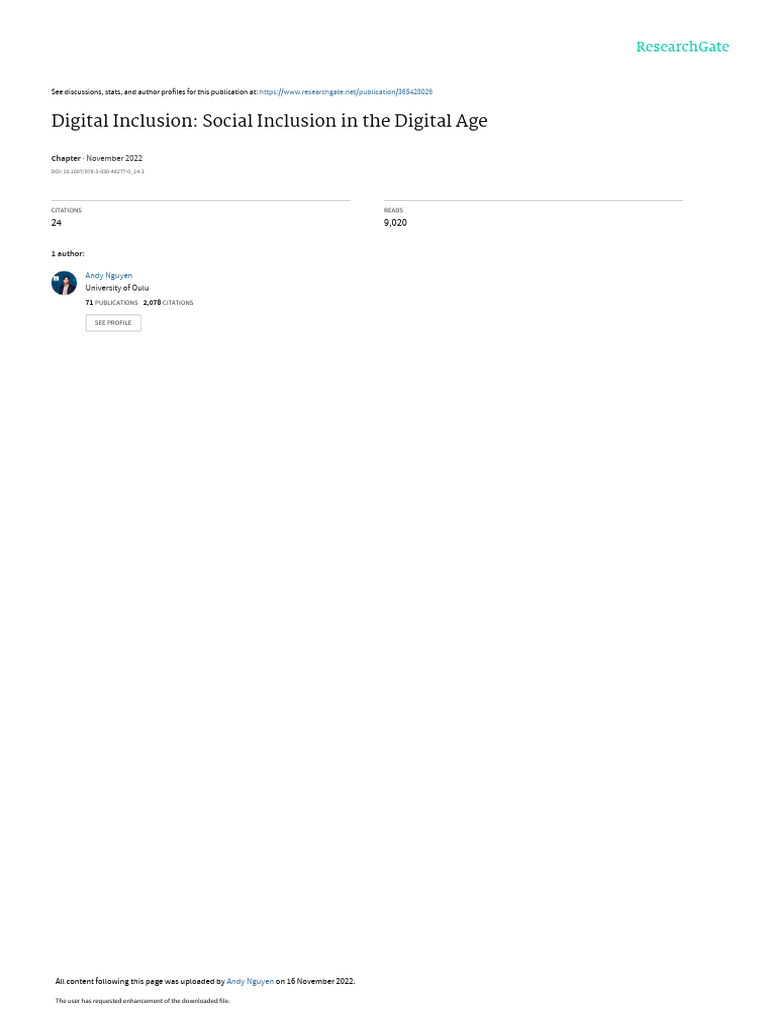 Accepted Digital Inclusion Social Inclusion in The Digital Age | PDF ...