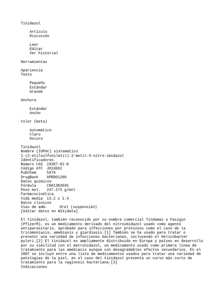 Usos y contraindicaciones del tinidazol | PDF | Drogas | Enfermedades y ...