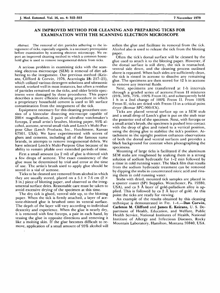 Improved Tick Cleaning for SEM | PDF | Scanning Electron Microscope ...