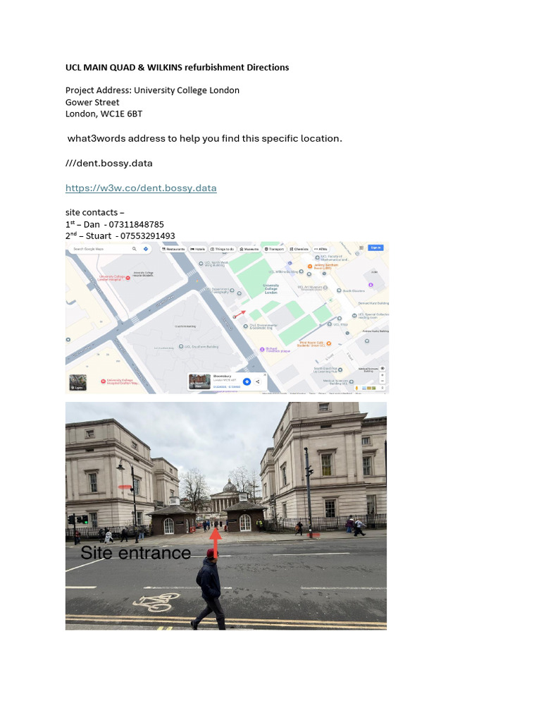UCL Main Quad Refurbishment Directions | PDF